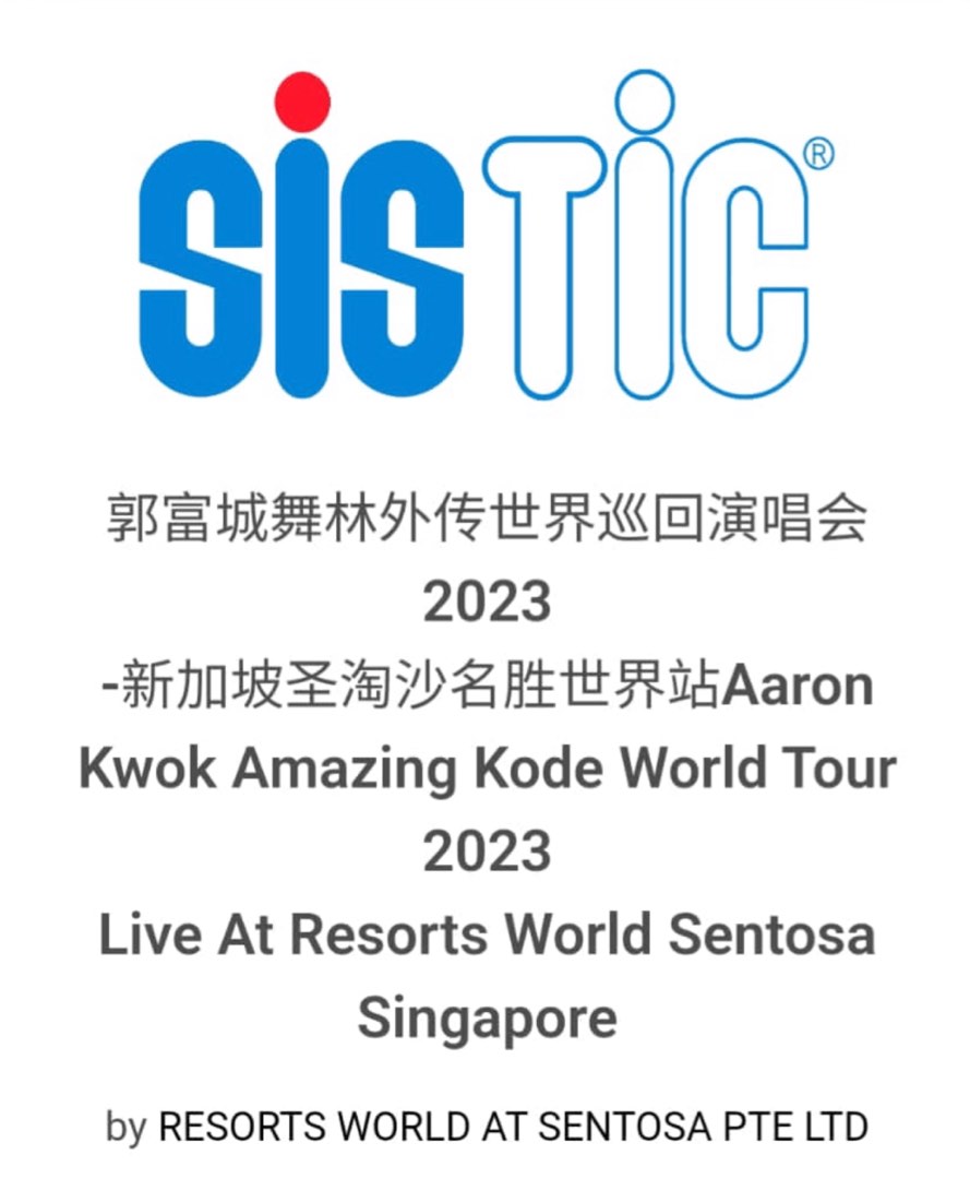 Aaron Kwok Concert Ticket 04 June 2023, Tickets & Vouchers, Event Tickets on Carousell