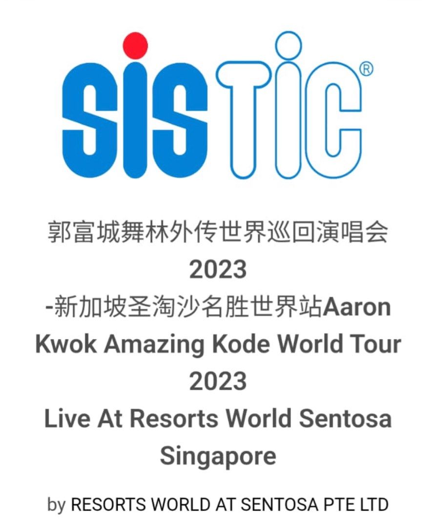 Aaron Kwok Concert Ticket 04 June 2023, Tickets & Vouchers, Event Tickets on Carousell