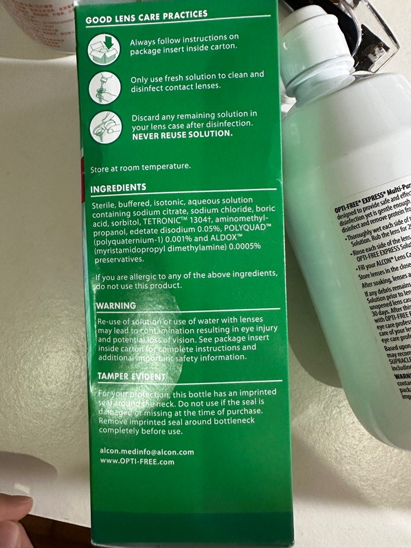 Alcon OPTI-free contact lens solution, Beauty & Personal Care, Vision ...