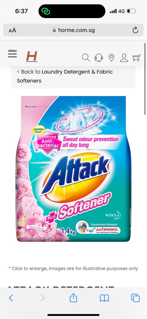 Attack detergent + softener powder 2.8KG sweet floral, Furniture & Home ...