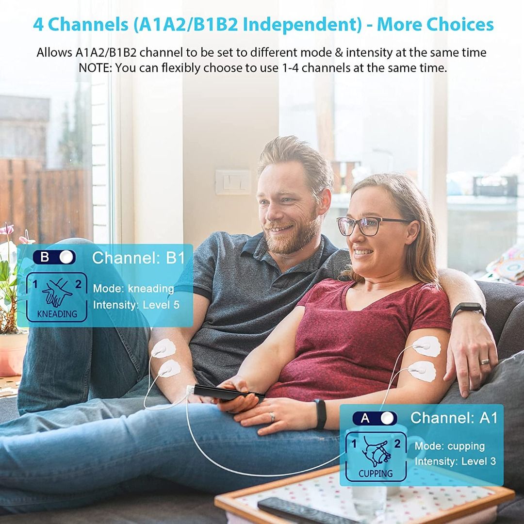 Brilnurse 4 Channels TENS Unit Muscle Stimulator with 16 Electrode Pads ...
