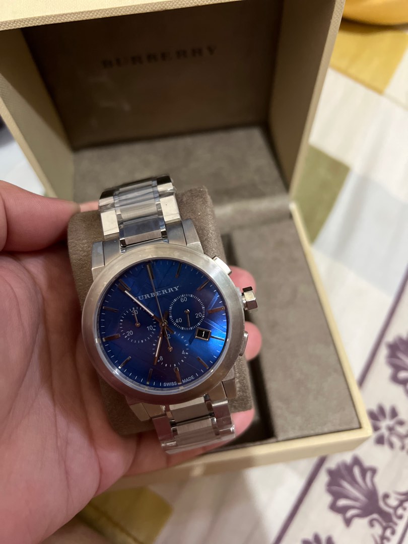 Burberry Men Watch Chronograph The City Blue, Luxury, Watches on Carousell