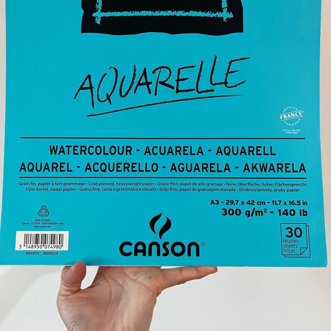 Canson A3 Aquarelle Watercolour Spiral Pad (300gsm), Hobbies & Toys ...