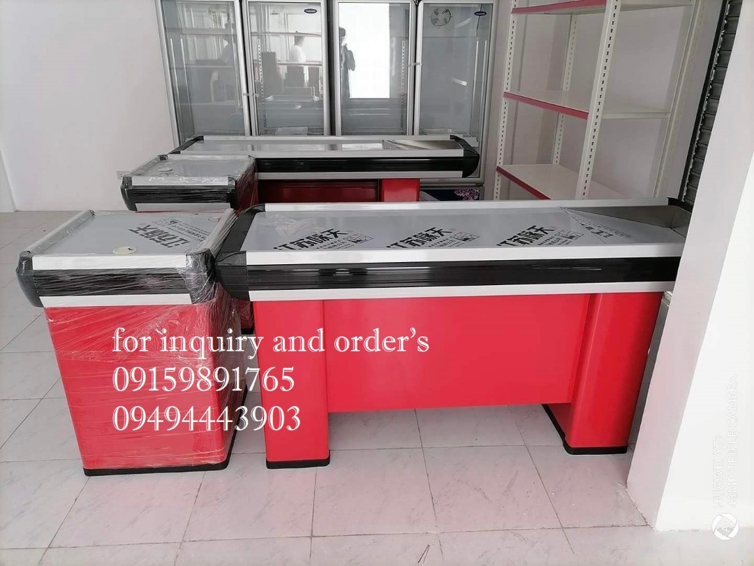 Cashier Counter Steel Top Red, Furniture & Home Living, Office ...