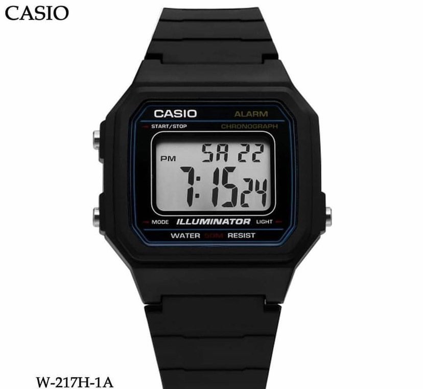 Casio W-217H-1A Digital Quartz Illuminator W217H-1A Black Strap Watch ...