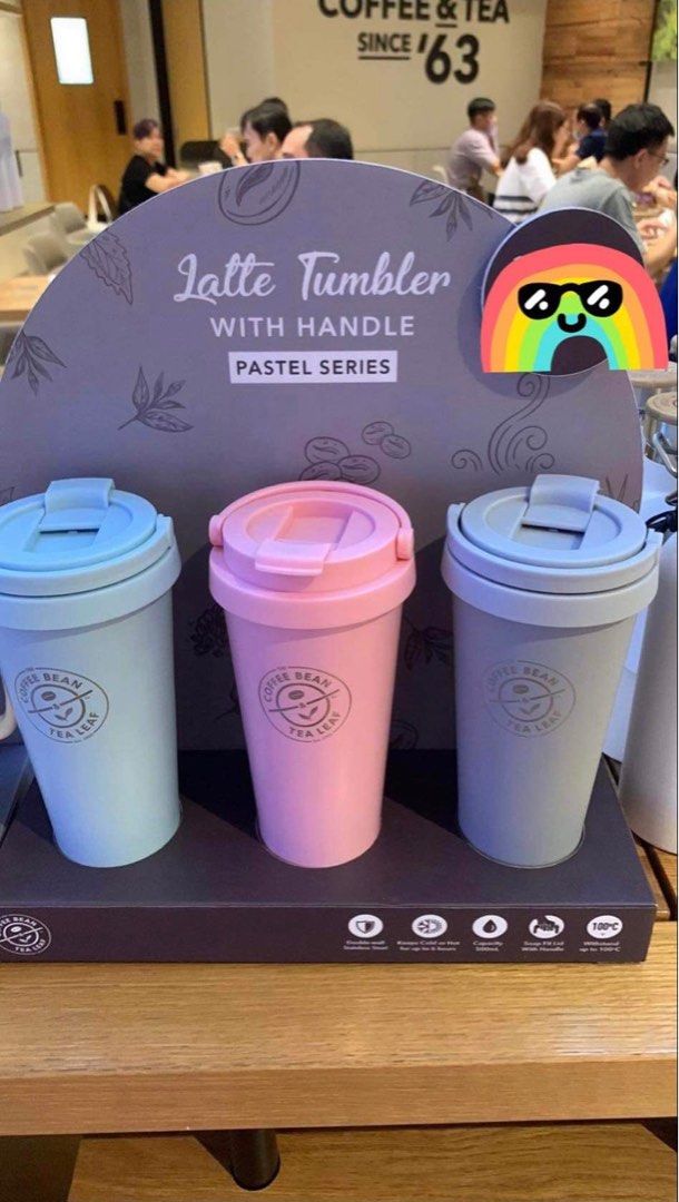 CBTL latte Tumbler with Handle pastel pink, Furniture & Home Living ...