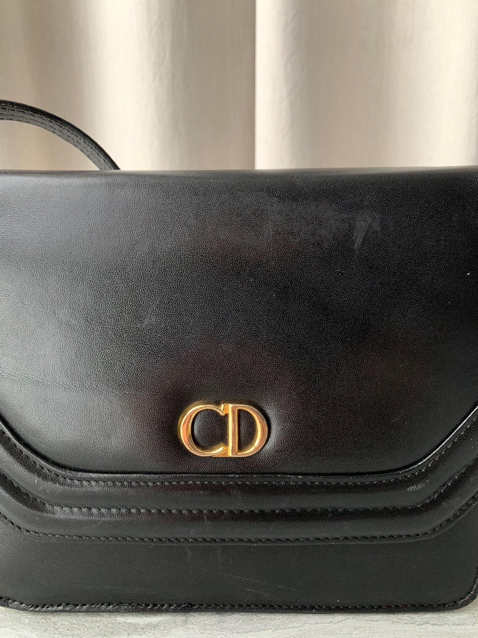 Christian Dior CD Logo Vintage Black Leather Shoulder Bag, Luxury, Bags ...