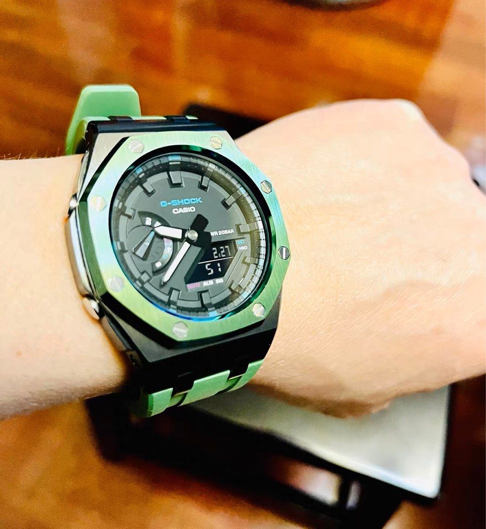 Custom ga2100 ga2110 gab2100 green Casioak mod, Men's Fashion, Watches ...