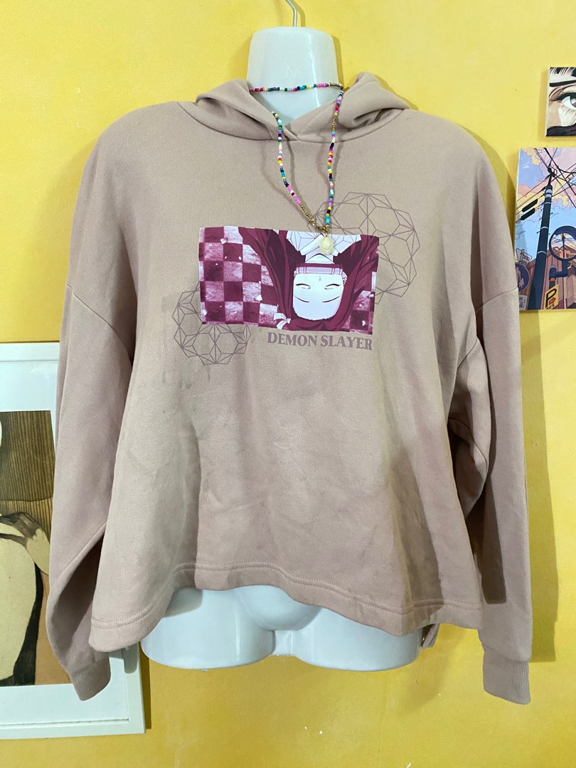 DEMON SLAYER AUTHENTIC Cropped Pink Hoodie Nezuko Official Merchandise ...