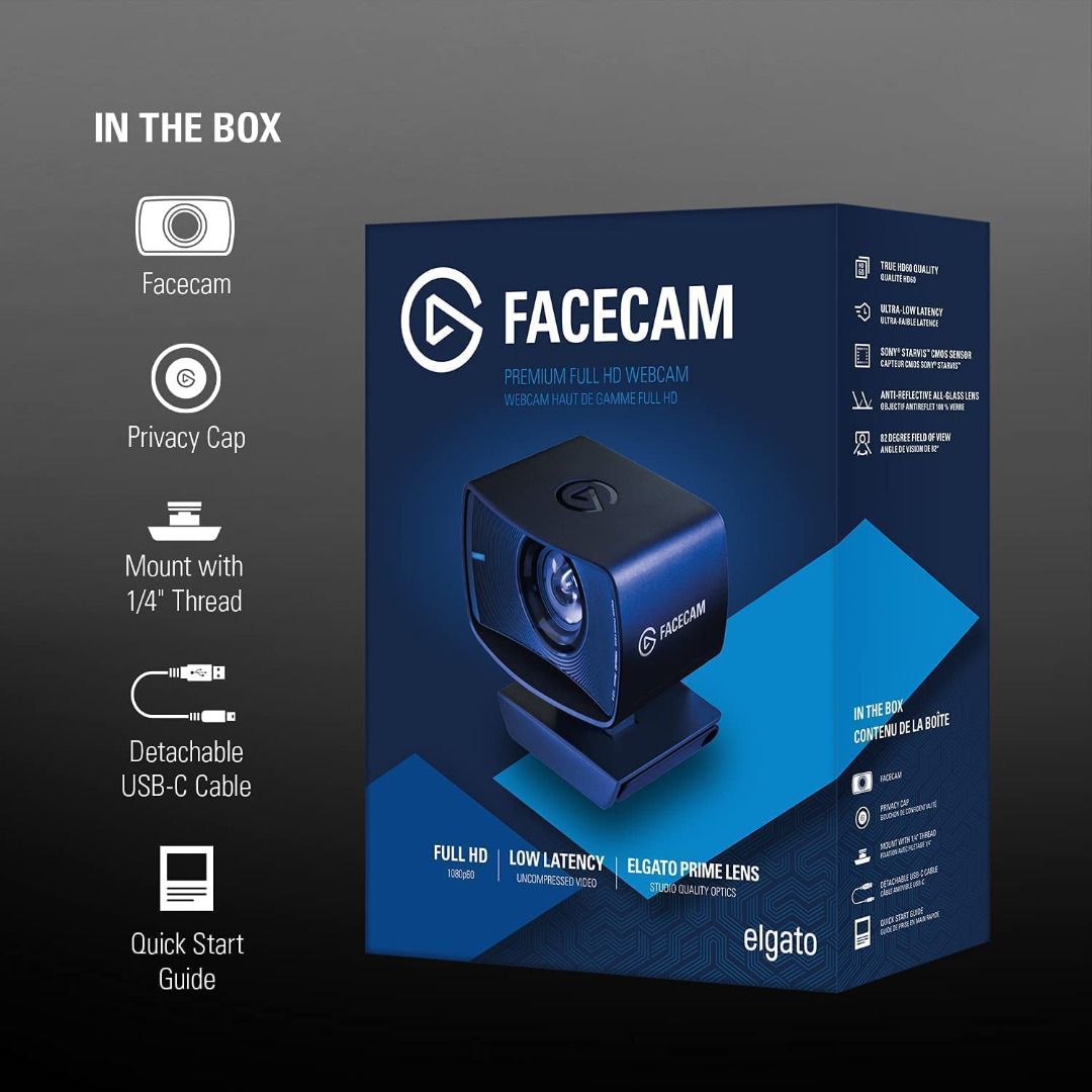 Elgato Facecam | Prime Lens: f/2.4 24 mm* all-glass studio quality ...