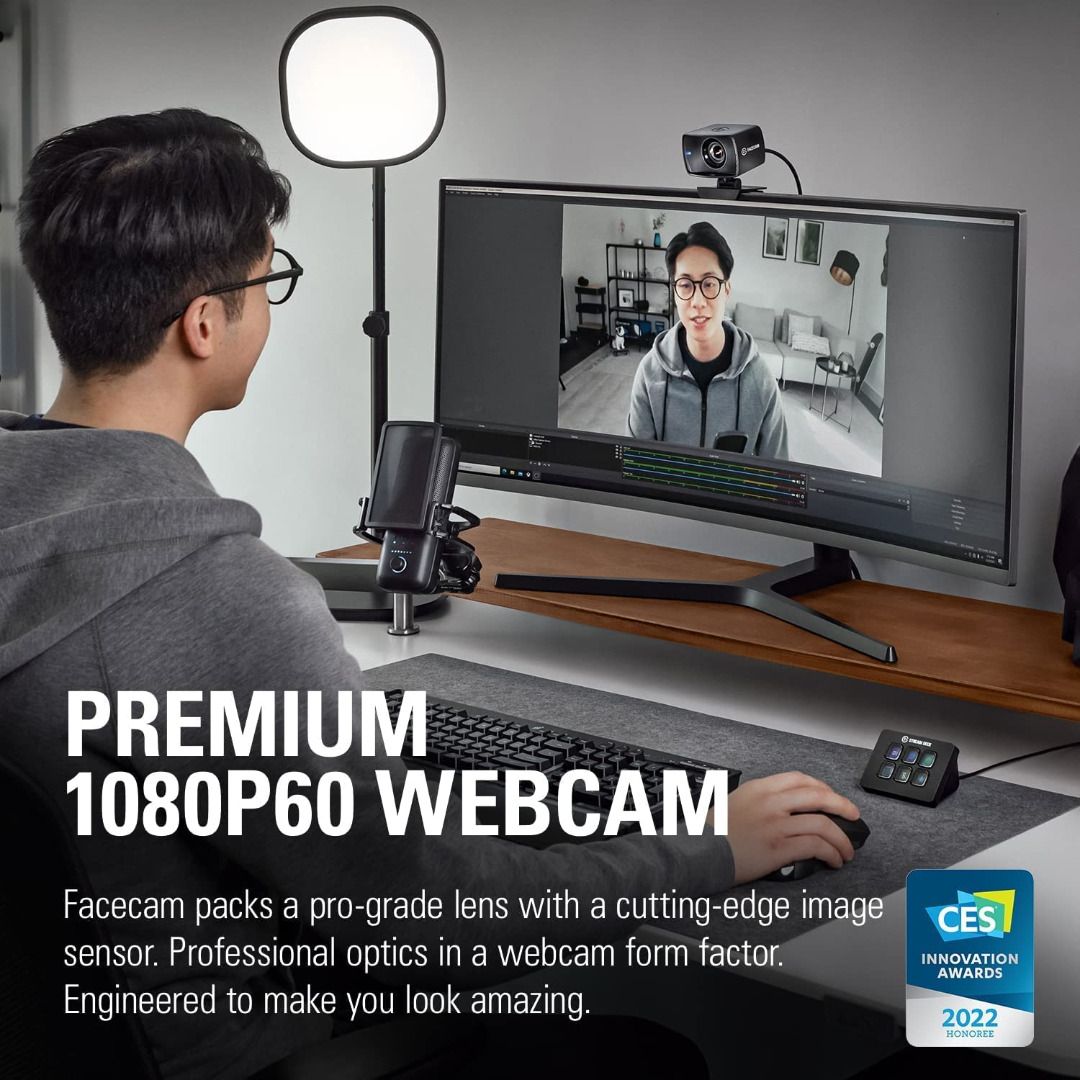 Elgato Facecam | Prime Lens: f/2.4 24 mm* all-glass studio quality ...