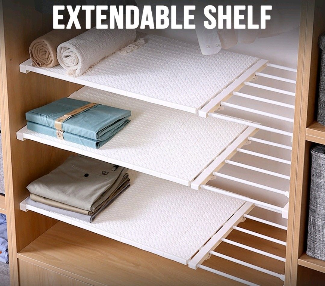 Extendable Wardrobe Shelf Adjustable Closet Organizer Rack/Divider ...