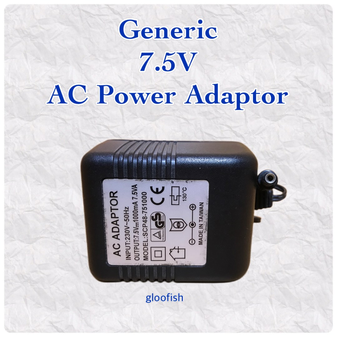 Generic 7.5V AC Power Adaptor, Computers & Tech, Parts & Accessories ...
