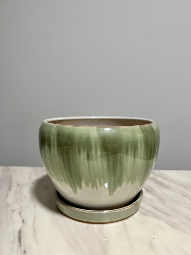 Green Ceramic Pot, Furniture & Home Living, Gardening, Pots & Planters ...