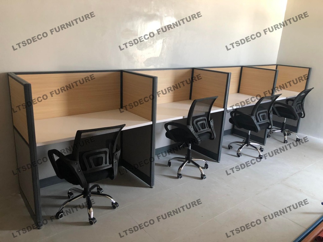 HALF FABRIC HALF LAMINATED WORKSTATION OFFICE PARTITION on Carousell