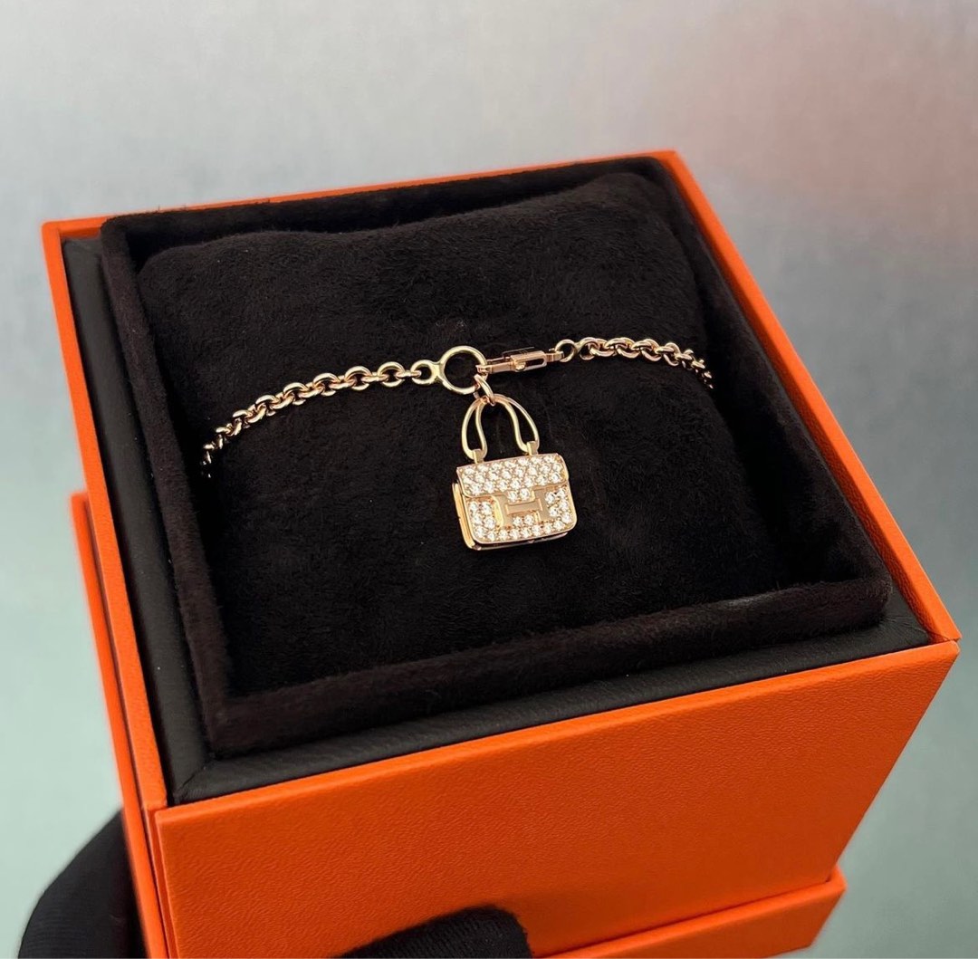 NEW Hermes Amulettes Constance Bracelet Rose gold/Diamonds, Women's ...