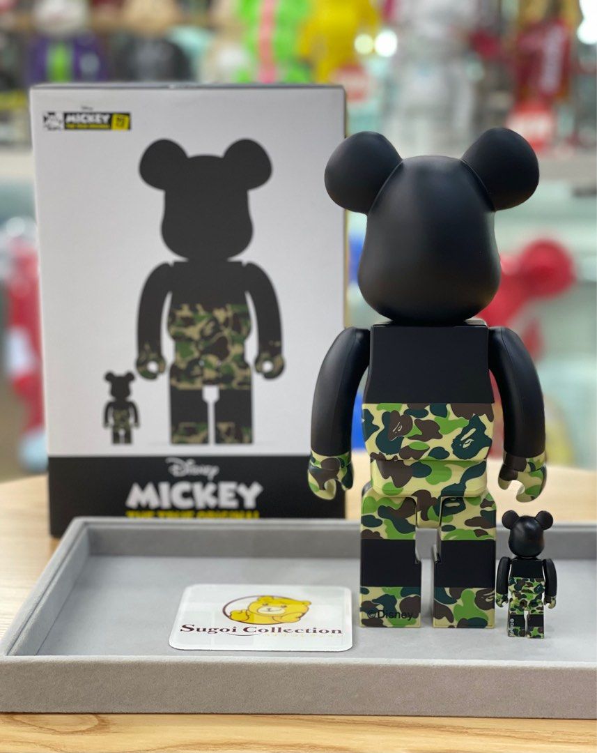 [In Stock] BE@RBRICK x Bape Mickey Mouse Green Camo ver. 100%+400% set ...