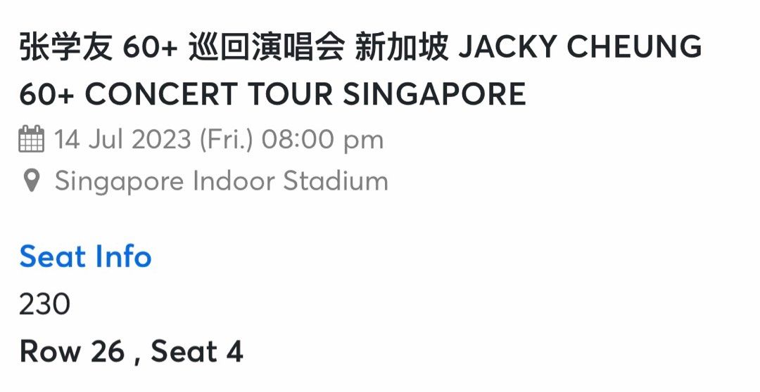 Jacky Cheung 60+ Concert Tour, Tickets & Vouchers, Event Tickets on Carousell