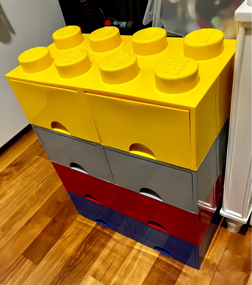 Lego Box (4 pieces) Storage box, 傢俬＆家居, 傢俬, 櫃子、組合櫃及置物架 - Carousell