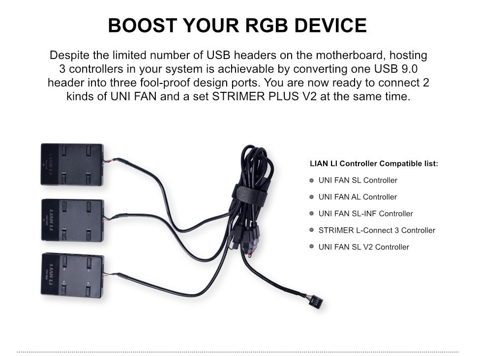 LIAN LI USB2.0 1 to 3 HUB Motherboard Internal 9-PIN USB 2.0 1 Male to ...