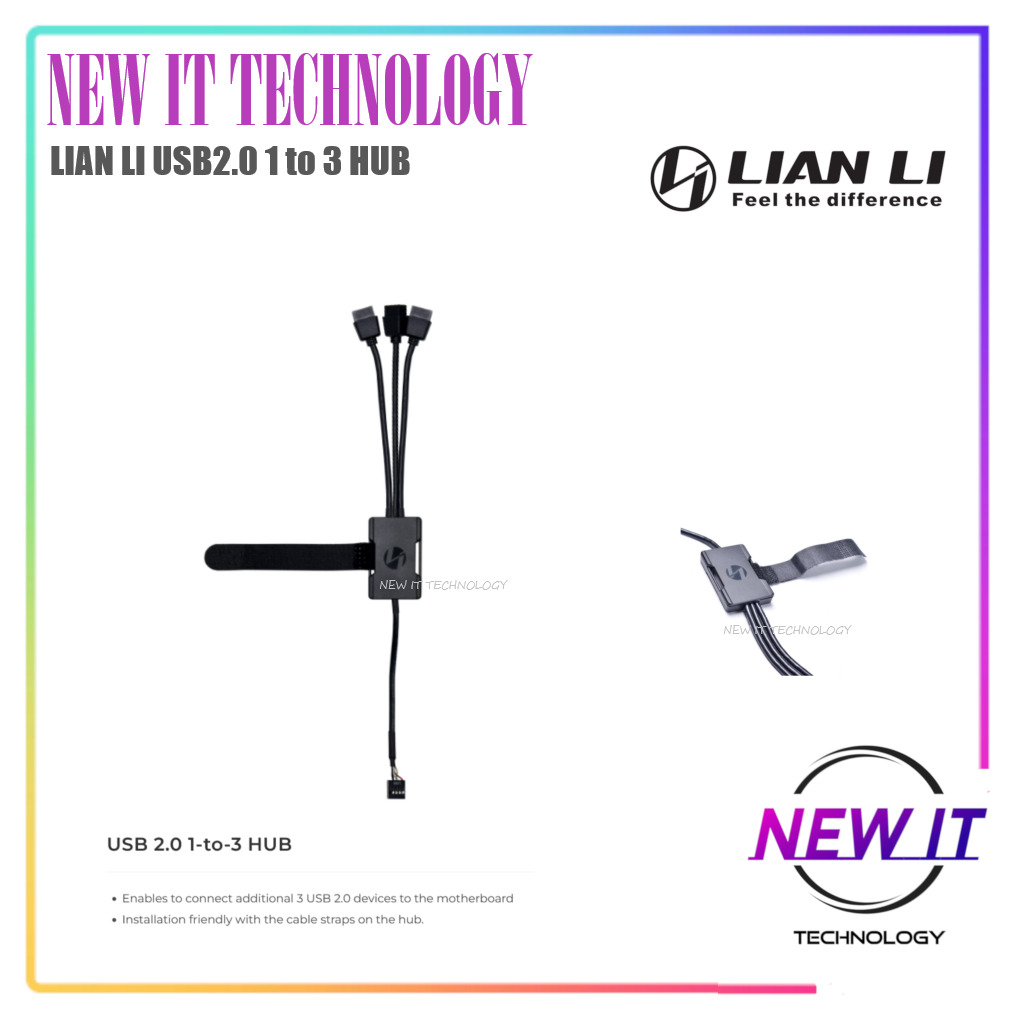 LIAN LI USB2.0 1 to 3 HUB Motherboard Internal 9-PIN 1Male to 3Female ...