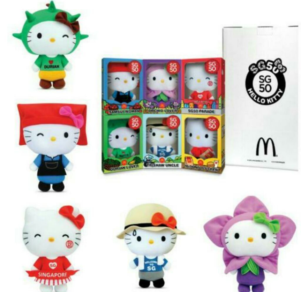 Limited Edition Collectable Hello Kitty 40th Anniversary SG50 plush set ...