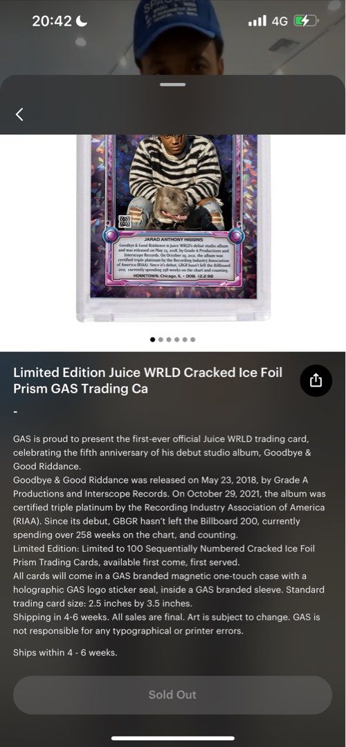 [Limited Edition of 100] Juice WRLD Cracked Ice Foil Prism Gas Trading ...
