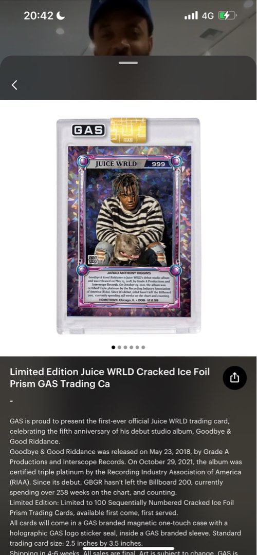 [Limited Edition of 100] Juice WRLD Cracked Ice Foil Prism Gas Trading ...