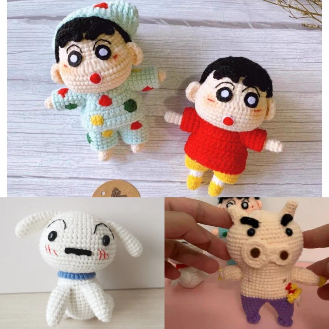 made to order crochet amigurumi shin chan shiro keychain, Hobbies ...