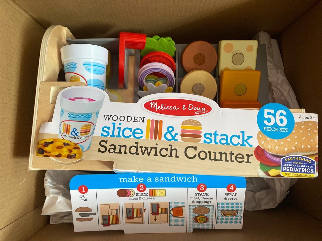 Melissa & Doug Slice & Stack Sandwich Counter Play Set, Hobbies & Toys ...