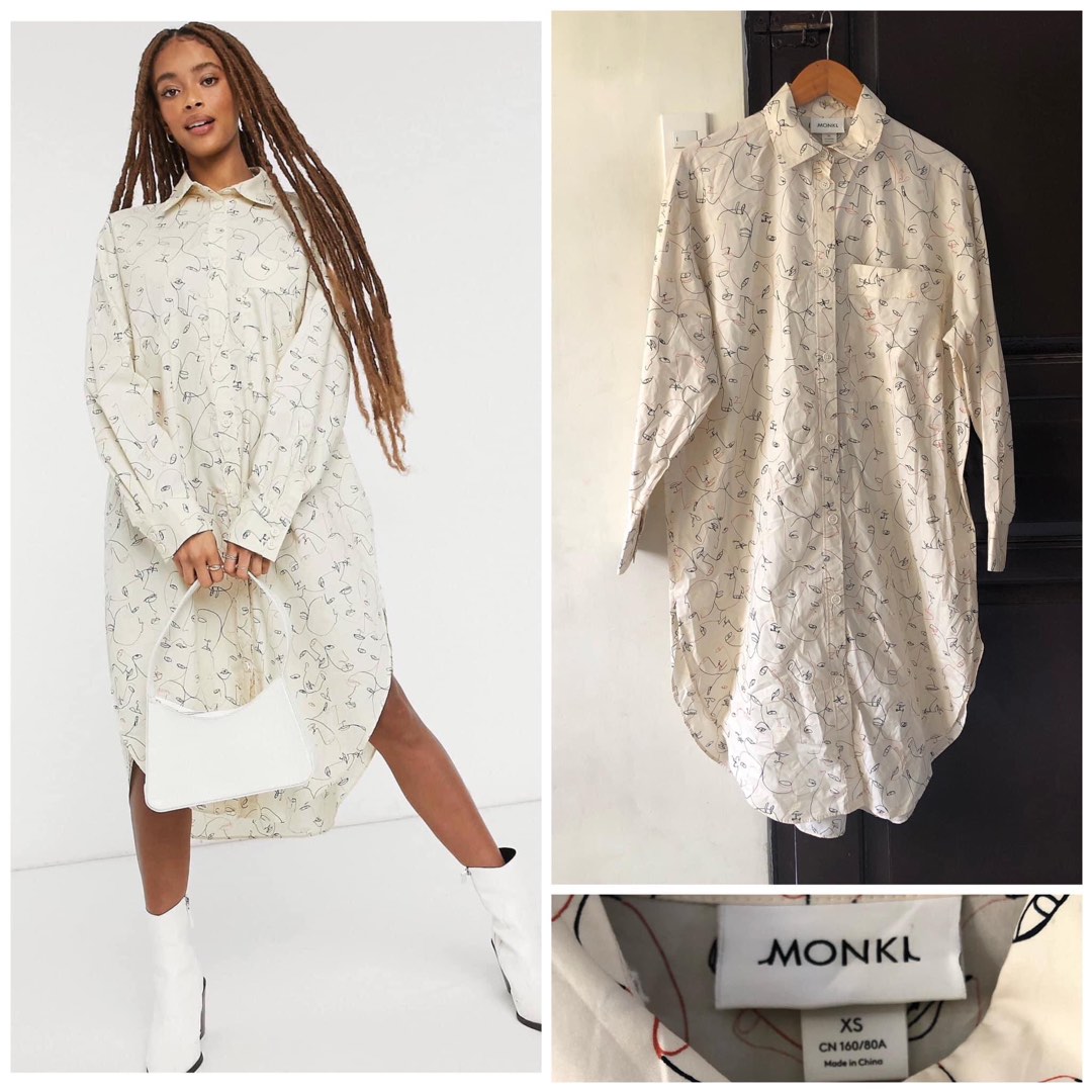 MONKI abstract face midi dress, Women's Fashion, Dresses & Sets ...