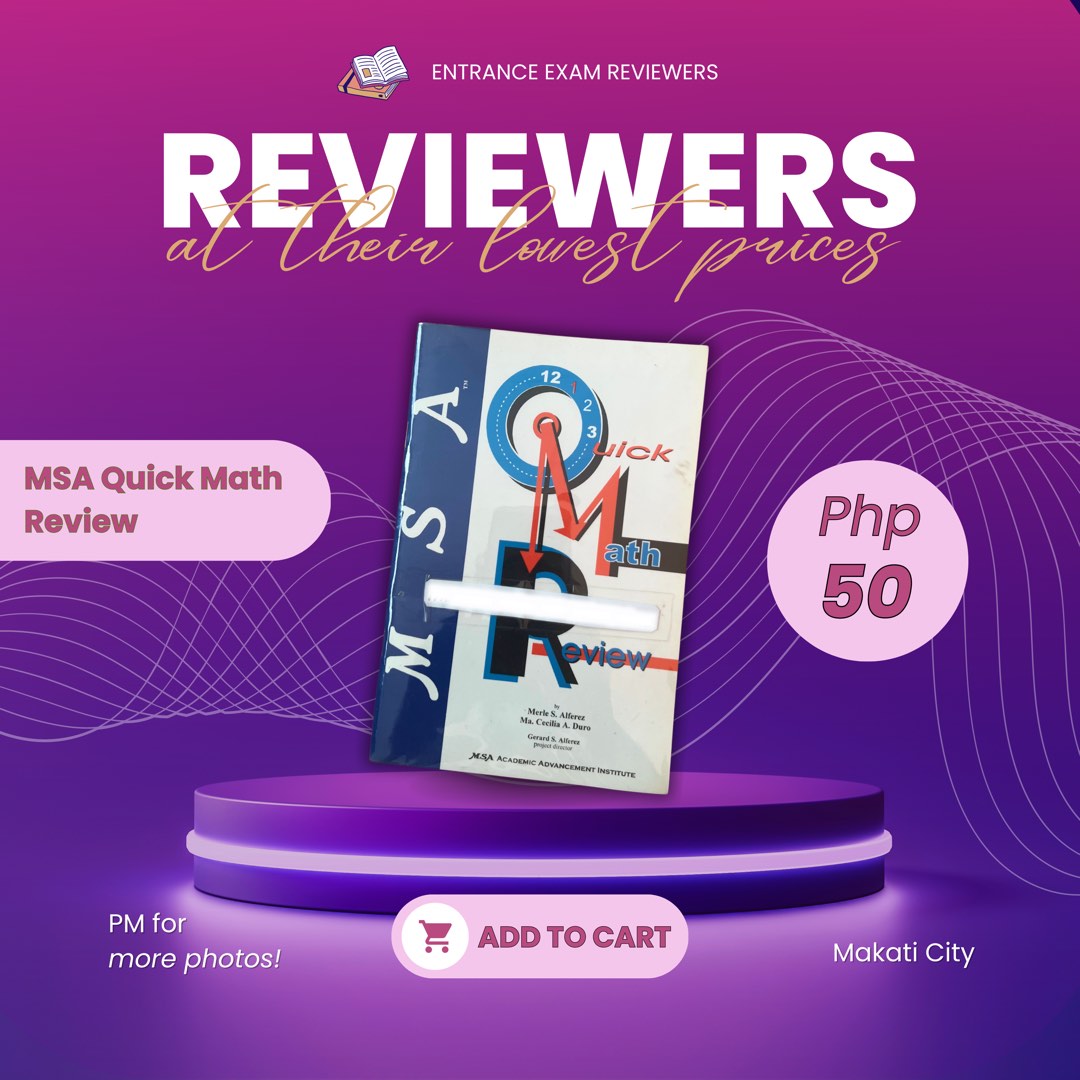 MSA Quick Math Review Hobbies Toys Books Magazines Textbooks On