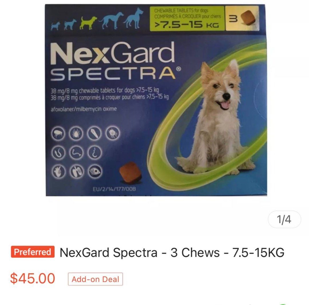 Nexgard Spectra for dogs, Pet Supplies, Pet Food on Carousell