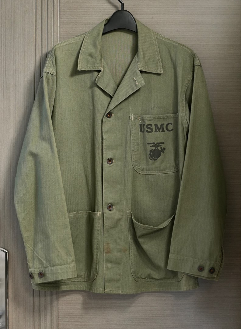 Vintage Original WWII USMC Marine Corp P41 HBT Herringbone Jacket 1940s ...