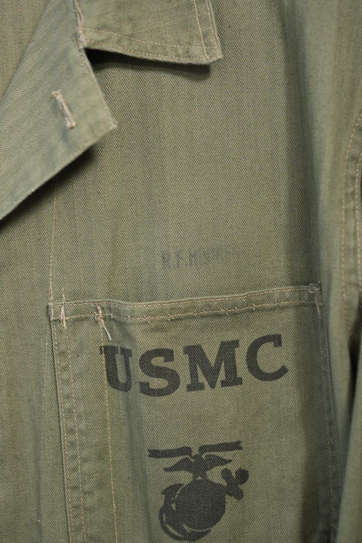 Vintage Original WWII USMC Marine Corp P41 HBT Herringbone Jacket 1940s ...