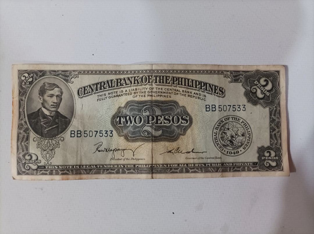 Philippines 2 Pesos Banknote English Series 1953 Magsaysay Cuaderno ...