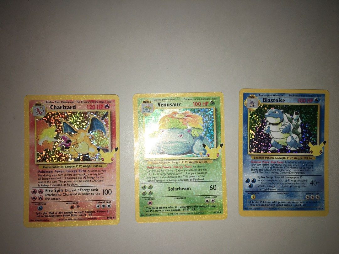 Pokemon card celebration trio charizard venusaur blastoise 25th anniversary brilliant star vivid ...