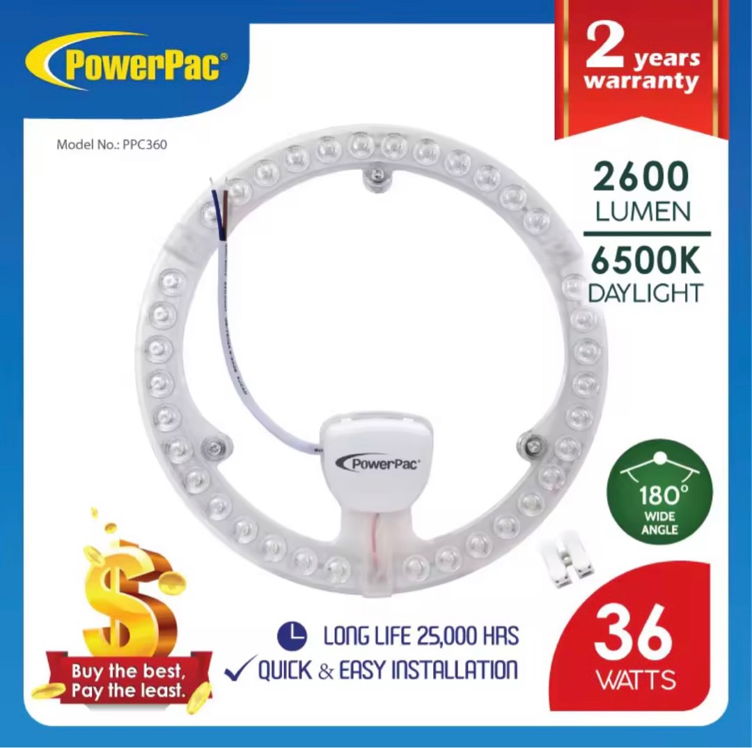 Powerpac LED ceiling lamp 36 Watts, Furniture & Home Living, Lighting ...