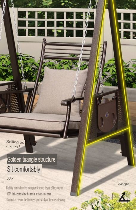 Purple leaf single swing rocking chair wrought iron garden hanging ...