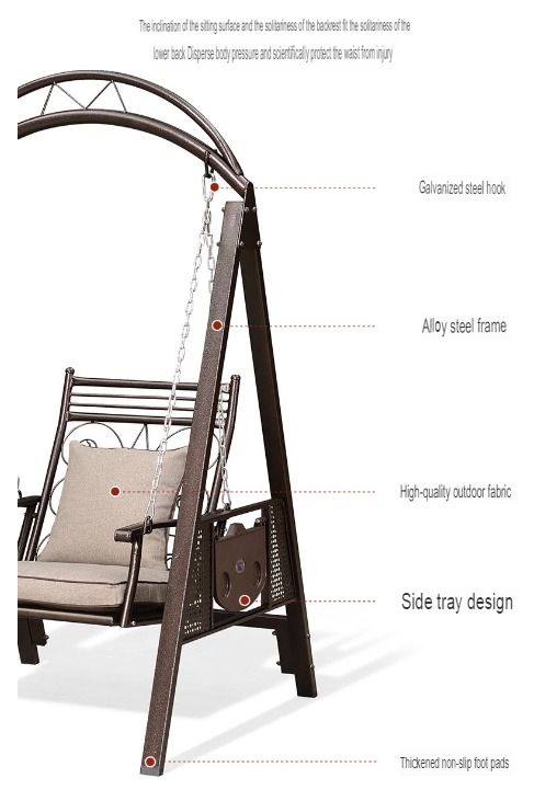 Purple leaf single swing rocking chair wrought iron garden hanging ...