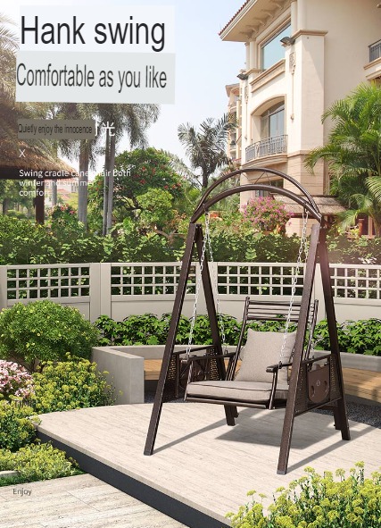 Purple leaf single swing rocking chair wrought iron garden hanging ...