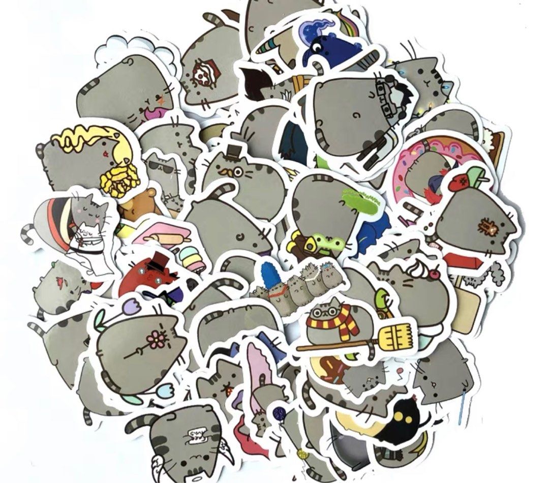 Pusheen Cat stickers WATERPROOF [100 UNIQUE DESIGNS], Hobbies & Toys ...
