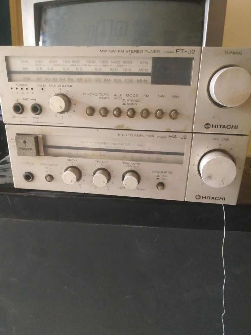 Radio dan amplifier jadul hitachi ex kapal pesiar, Antik, Pajangan di ...