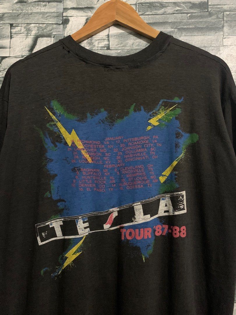 Rare Vintage Tesla Tour '87-'88, Men's Fashion, Tops & Sets, Tshirts ...