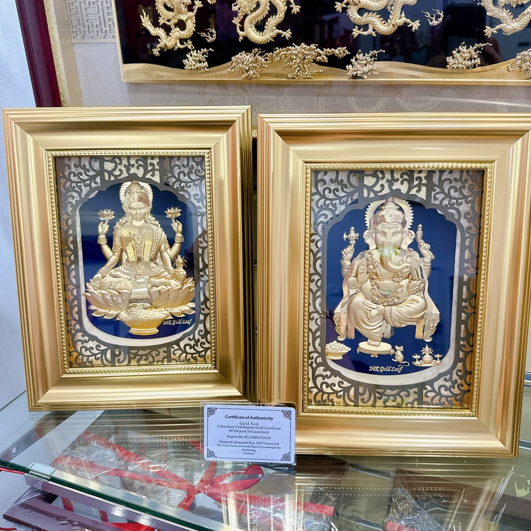 REAL 24K GOLD FOIL GANESHA & LAKSHIMI FRAMES FOR DECORATION, Hobbies ...
