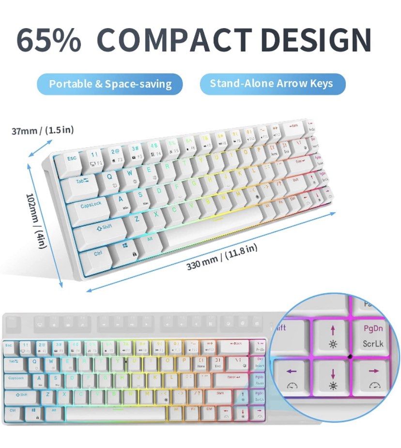 Royal Kludge RK68 Mechanical Keyboard for Windows and Mac, Computers ...