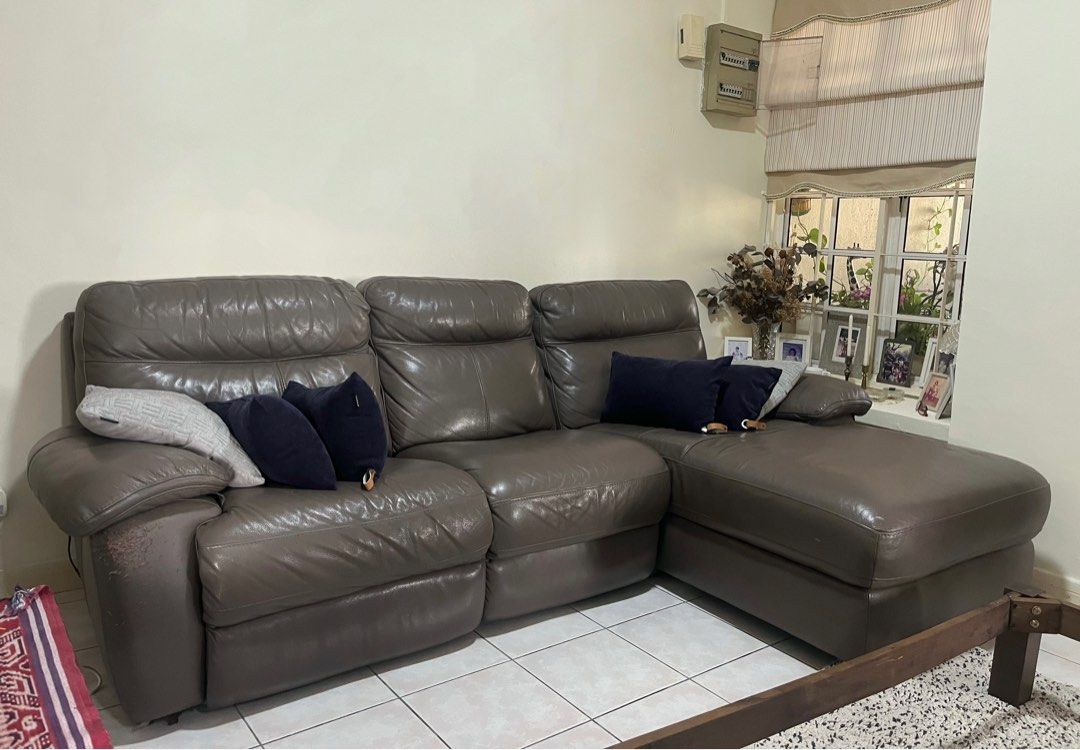 Rozel 3 Seater Full Leather Sofa with USB, Furniture & Home Living, Furniture, Sofas on Carousell