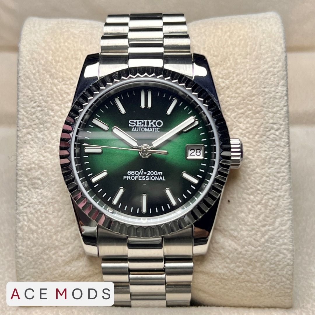 Seiko Mod Explorer Green Black Dial, Men's Fashion, Watches ...