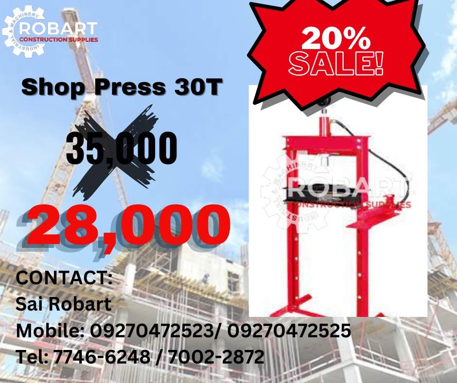 Shop Press 30T, Commercial & Industrial, Construction Tools & Equipment on Carousell
