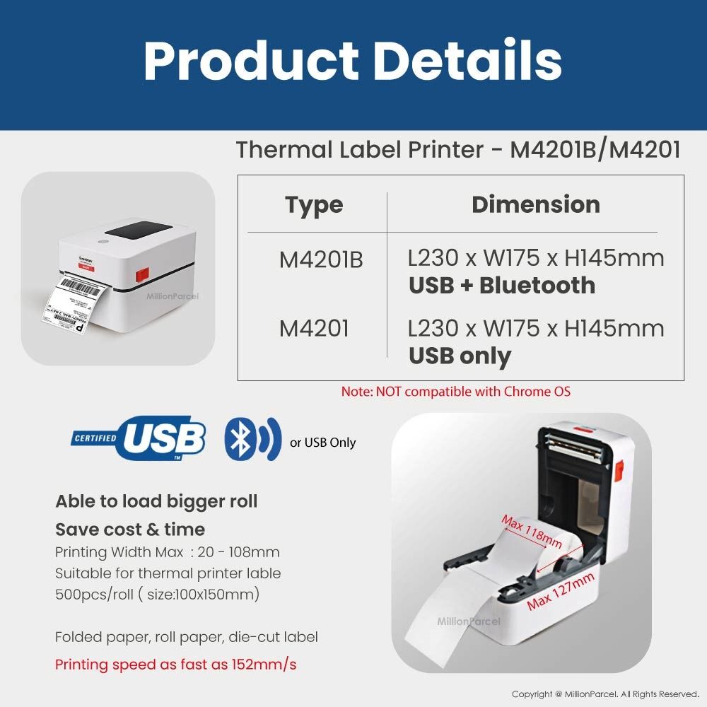 (SoonMark) Thermal Printer Bluetooth | USB Label Printer | Printer for ...